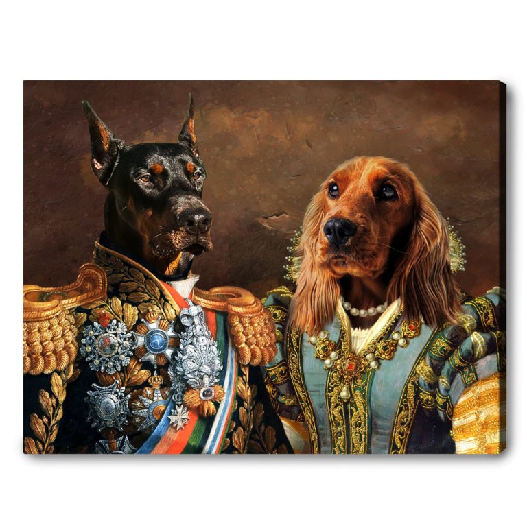 Royal King And Queen Custom Pet Portrait Christmas Gift For A Dog Lover ...