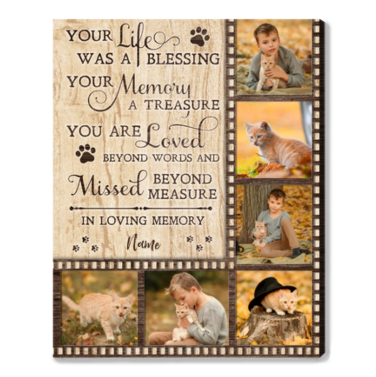 Personalized Pet Cat Memorial Canvas Print Remembrance Cat Photo Gifts ...