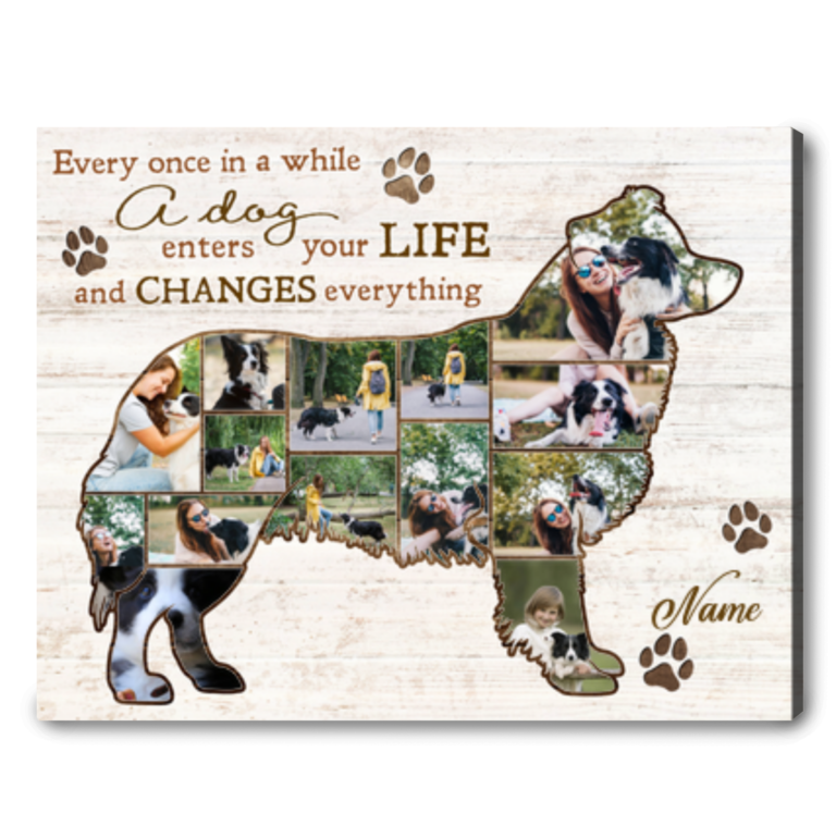 Best Border Collie Dog Gift Idea Personalized Photo Collage Dog Canvas ...