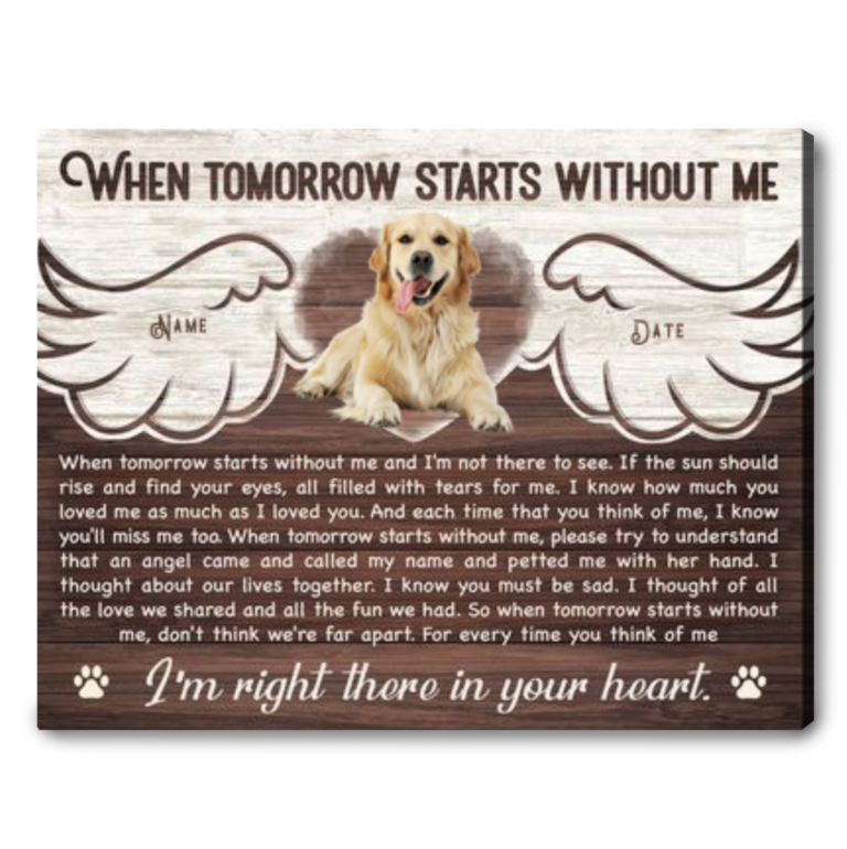 Dog Remembrance Gift Pet Memorial Personalized Portrait Photo Canvas ...