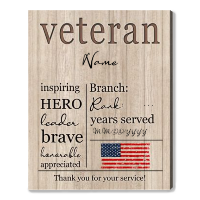 Personalized Veteran Gift Ideas Veteran Thank You Gift - Canvas ...