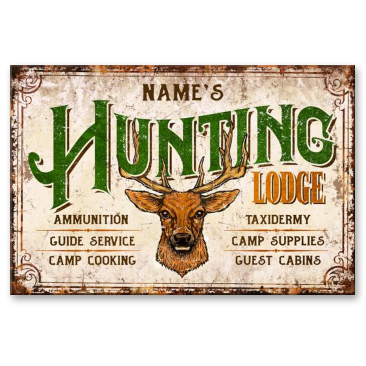 Custom Hunting Metal Sign Deer Lodge Decor Wall Art - Canvas Personalized