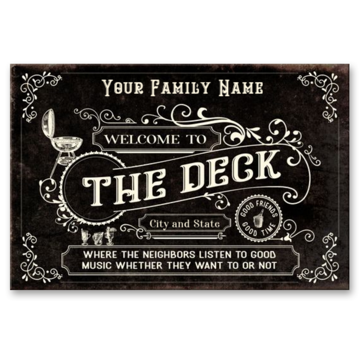 Deck Sign Backyard Decor Outdoor Personalized Deck Metal Wall Art ...