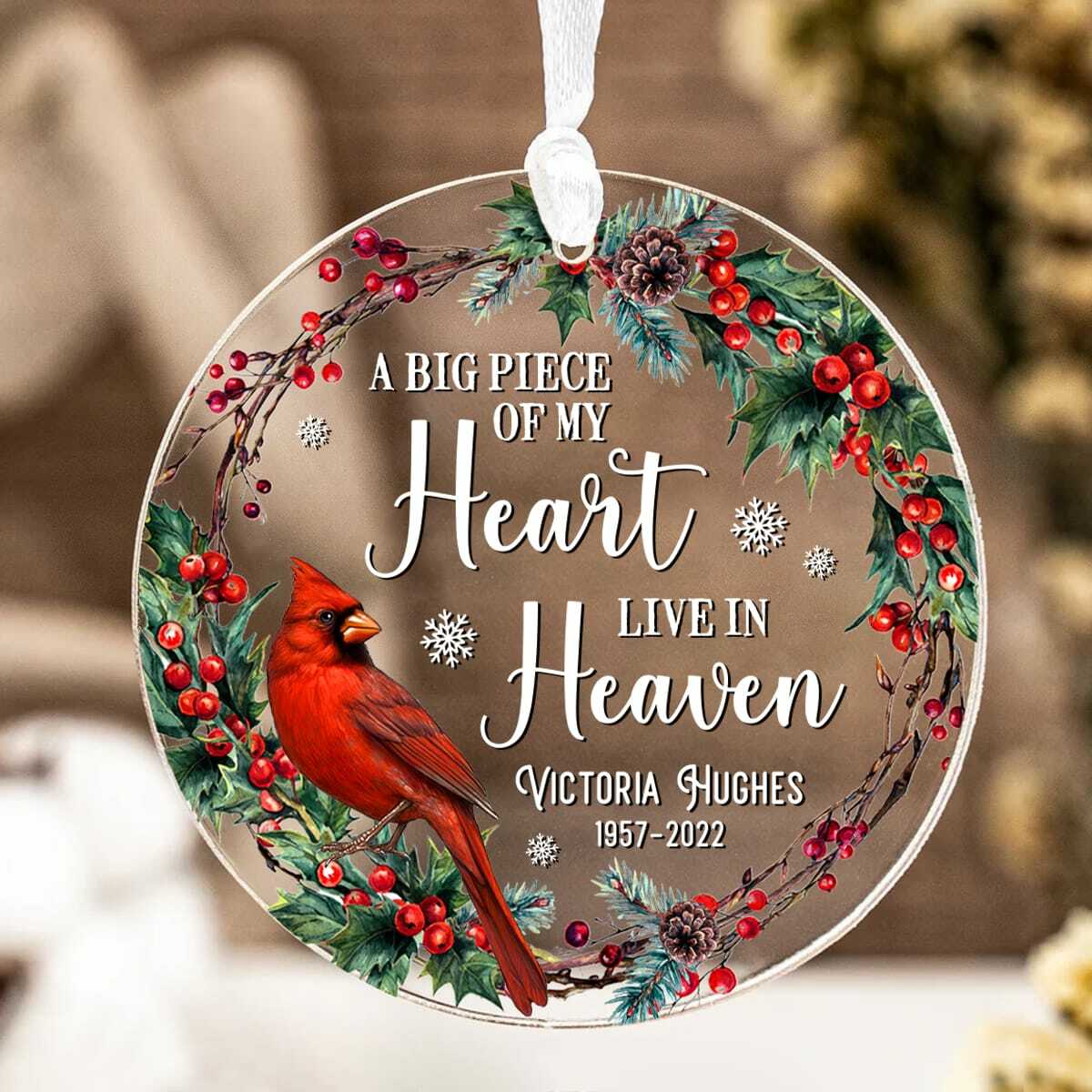 Personalized Christmas Ornament In Loving Memory Cardinal Acrylic ...