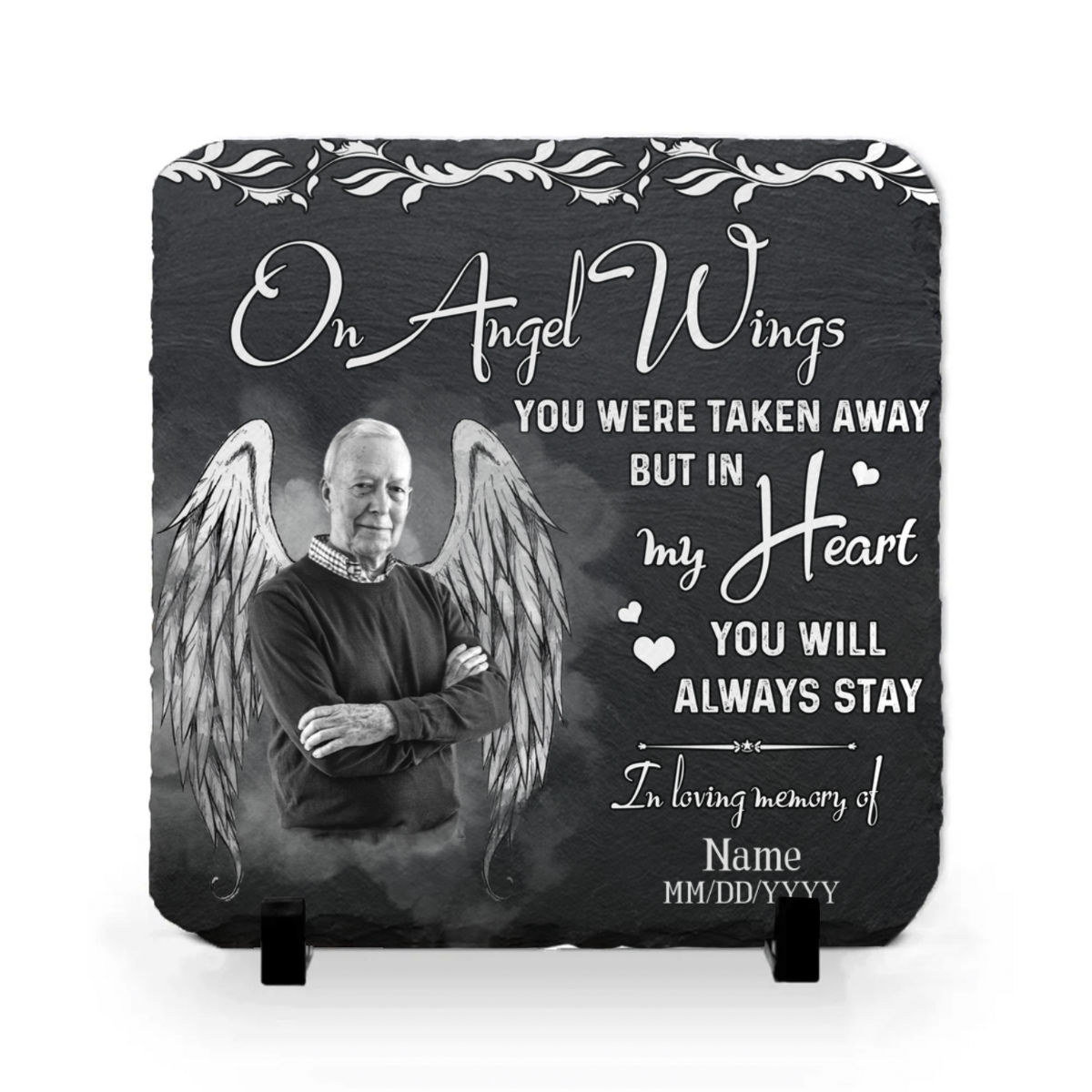 Personalized Square Memorial Slate Stone Memorial Keepsake Photo Gifts ...