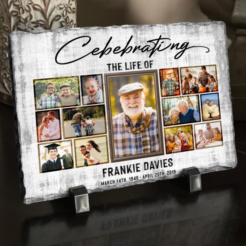 Custom Memory Photo Collage Slate Stone Celebration Of Life Bereavement ...