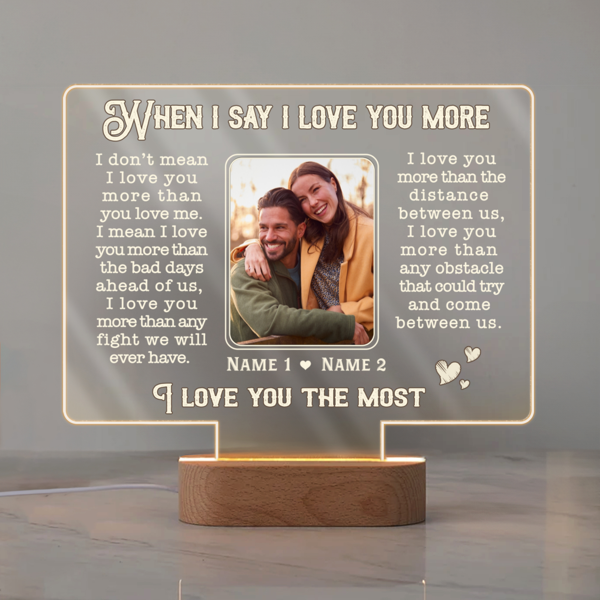 Unique Anniversary Gift For Couple Personalized Photo Acrylic Led Night