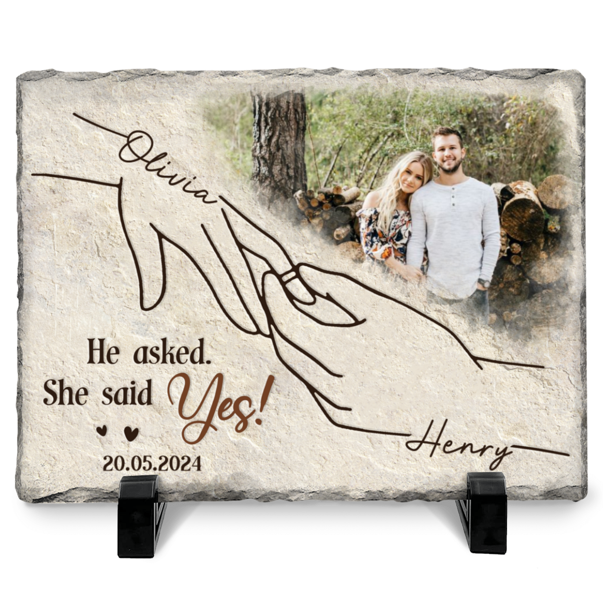 She Said Yes Engagement Ring Anniversary Gift For Couple Photo Slate ...