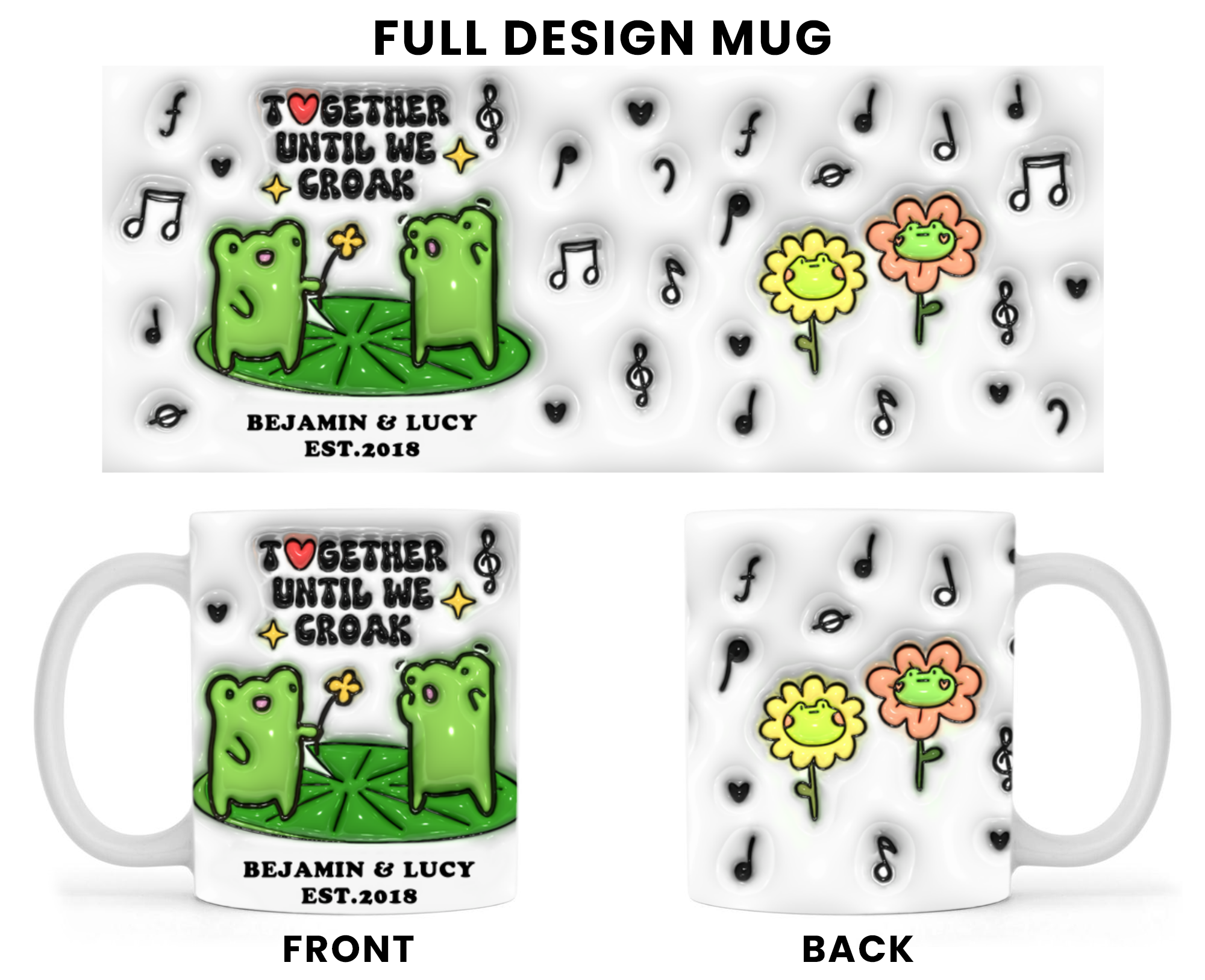 Together Until We Croak - Custom 3D Inflated Effect Printed Funny Mug ...