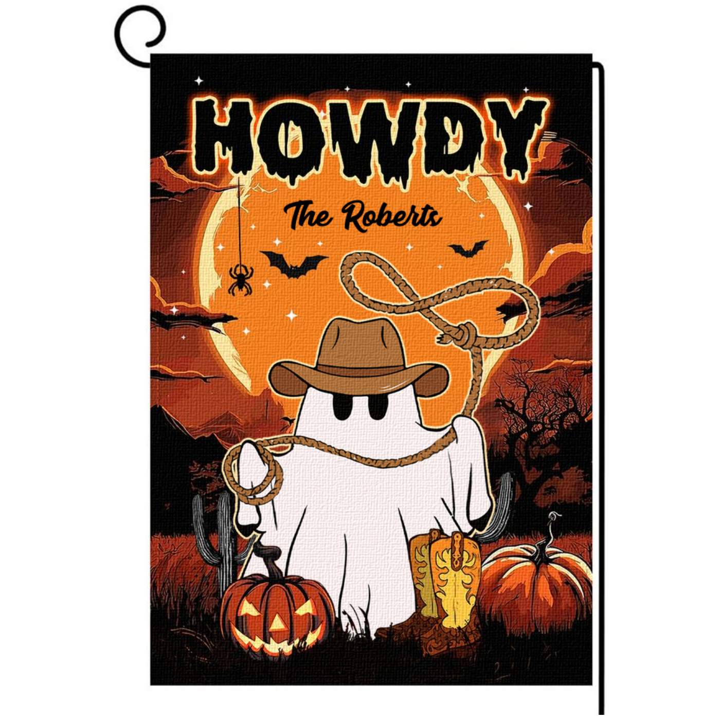 Cowboy Ghost Howdy Personalized Halloween Garden Flag Fall Decoration