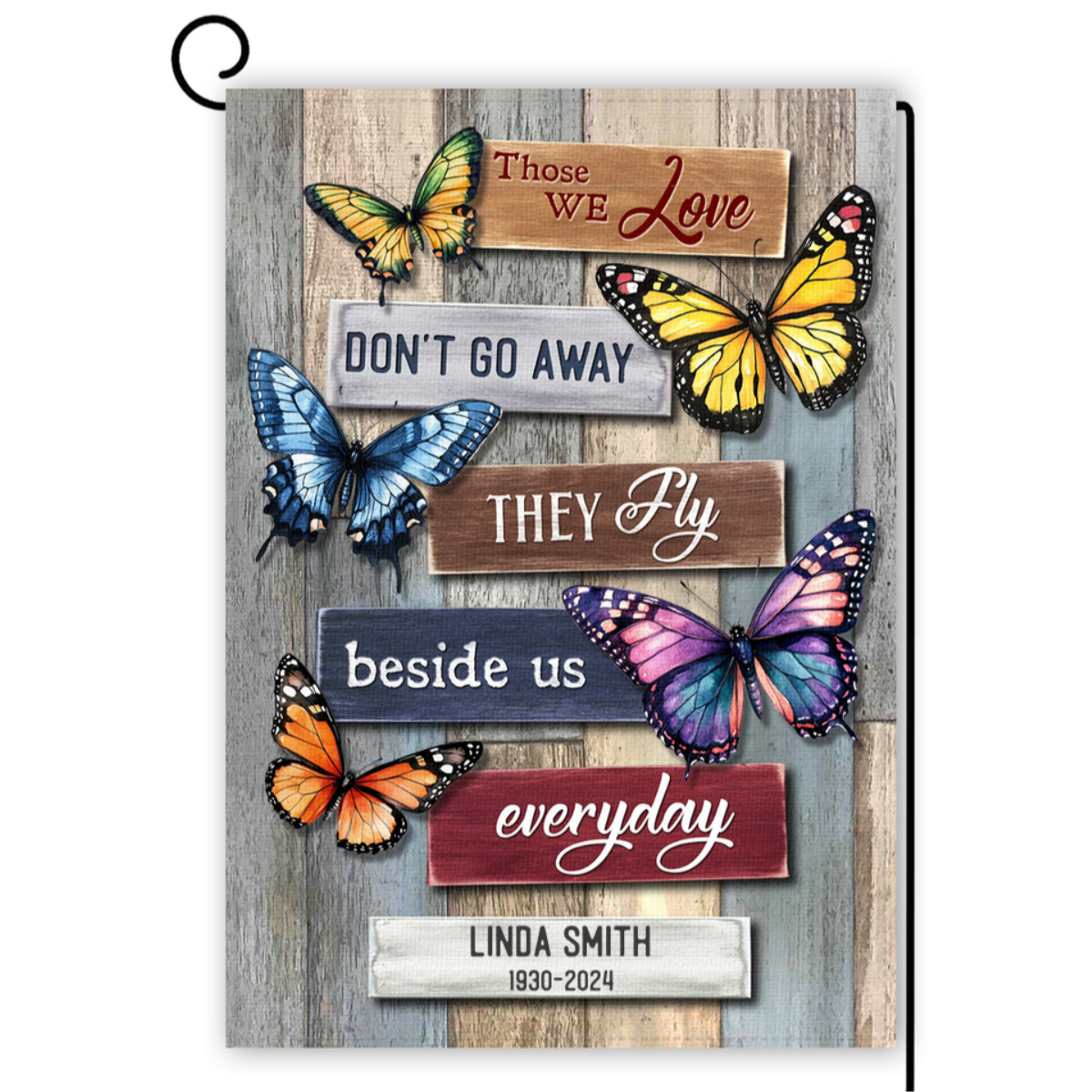 Personalized Sympathy Gift Butterfly Art Garden Flag - Canvas Personalized