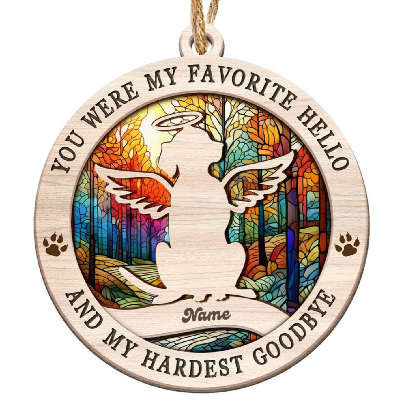 Personalized Dog Sympathy Gifts Memorial Pet 2-Layered Wood Ornament ...