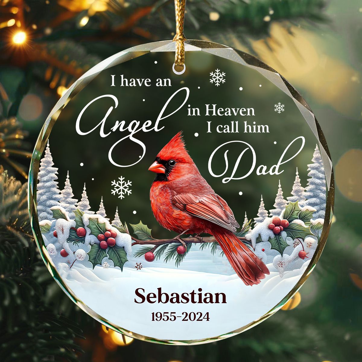 Christmas Memorial Gifts Angel In Heaven Called Dad Personalized Glass ...