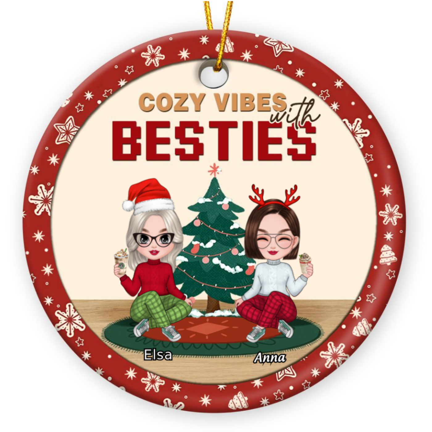Christmas Gifts For Bestie Cozy Vibes With Besties Ornament