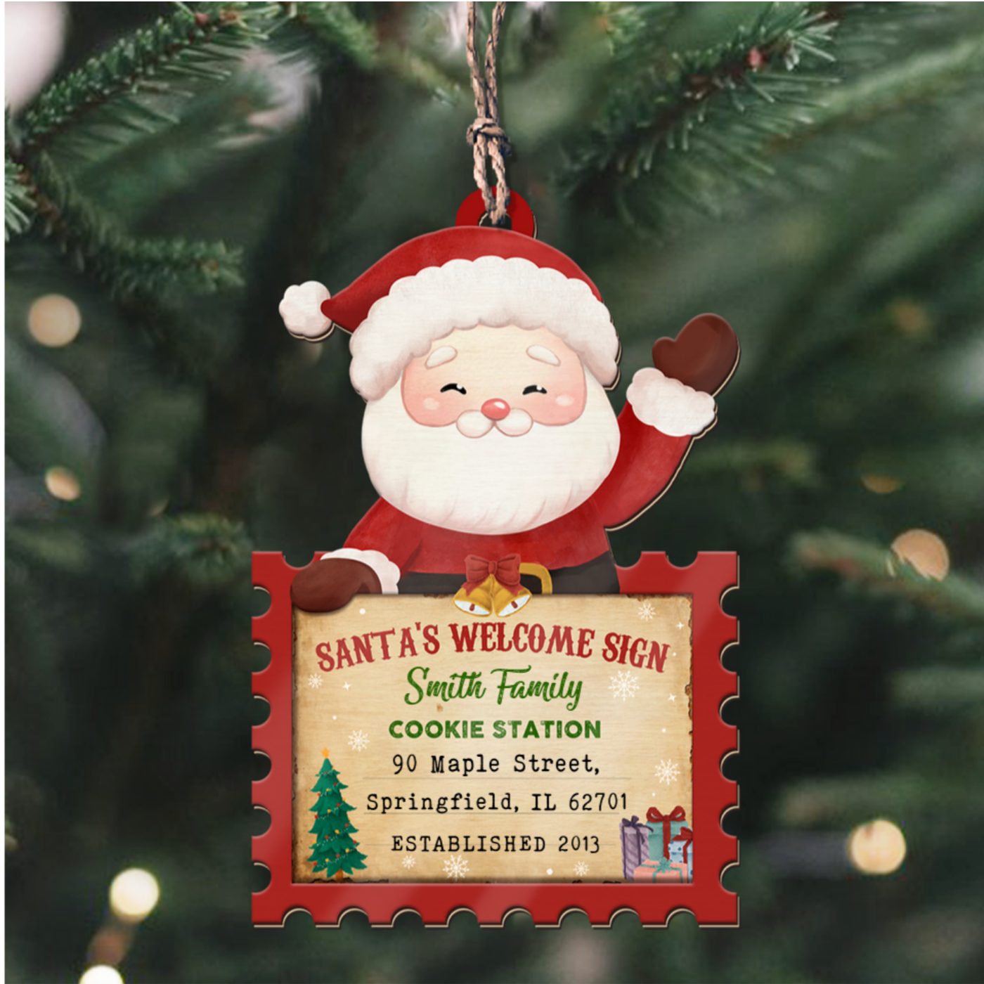 "Santa's Welcome Sign" 2-Layered Wooden Personalized Ornament | Custom ...