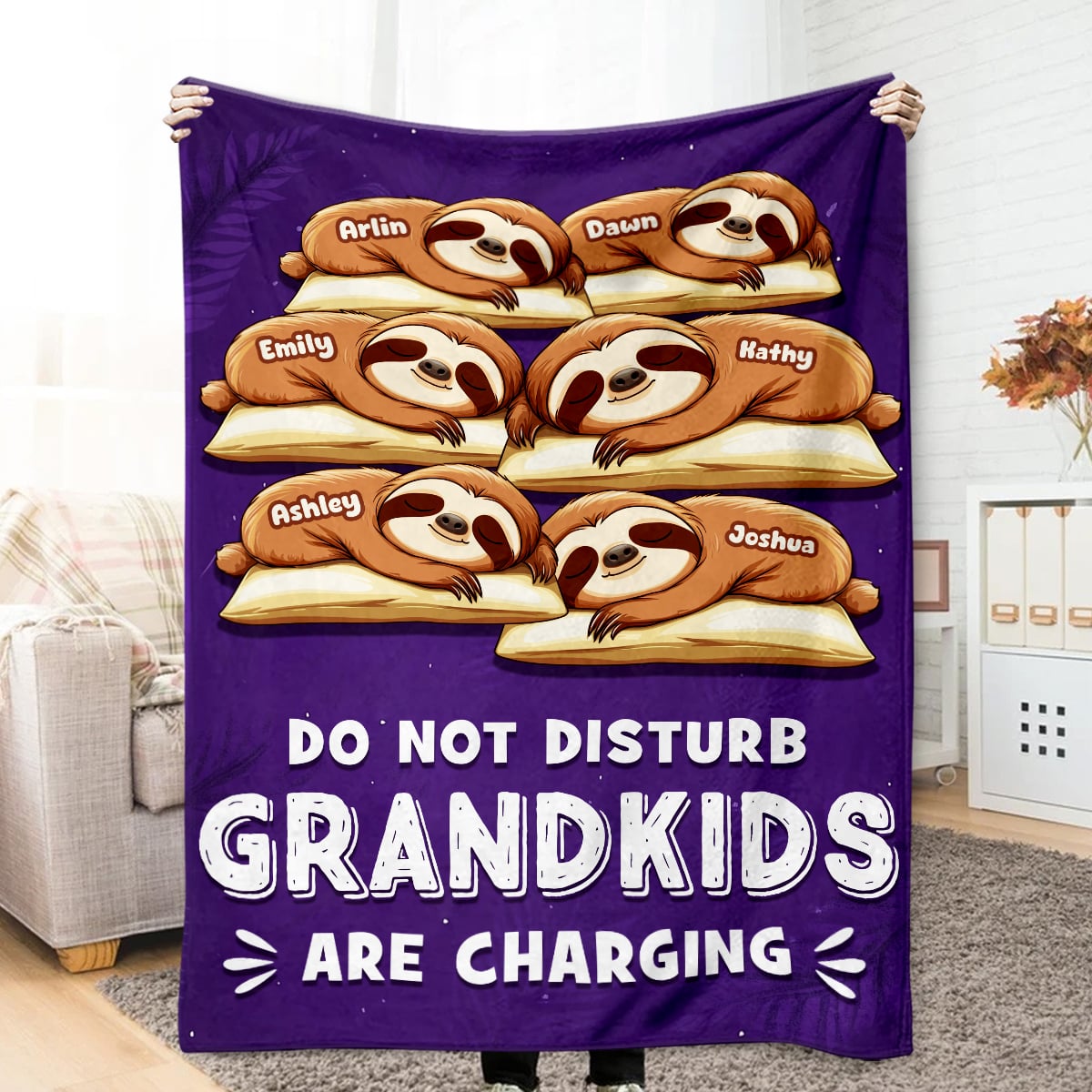 Personalized Fleece Blanket Gift For Grandma – Grandkids Sloths Are ...
