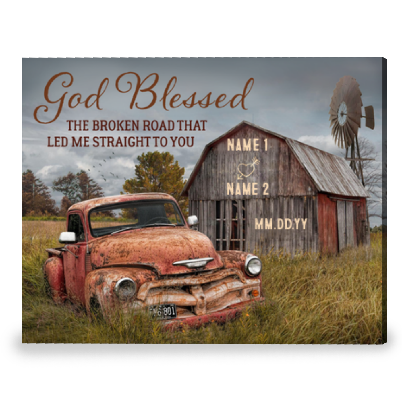 Customized Wedding Anniversary Gifts God Blessed Farmhouse Canvas Wall ...