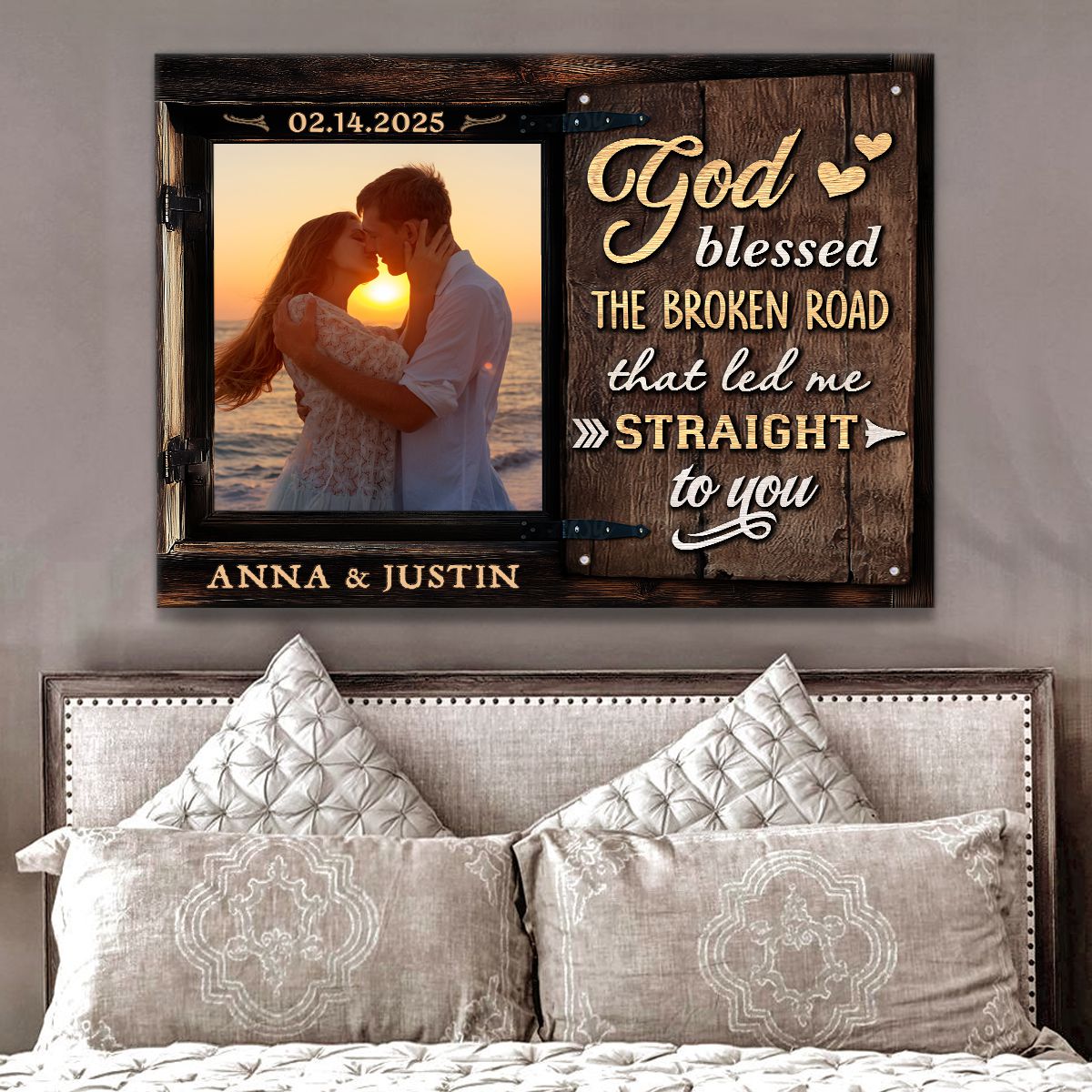 Personalized Romantic Gift For Anniversary Wooden Window Frame Canvas ...