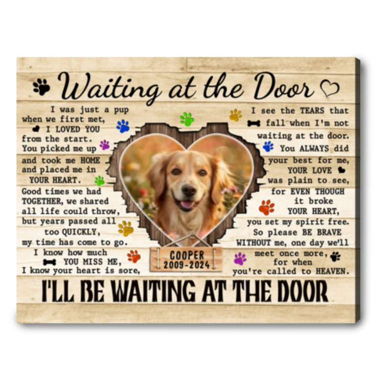 Customized Canvas Print Dog Waiting At The Door Pet Memorial Gift
