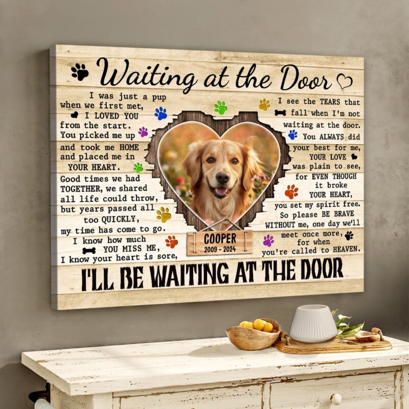 Customized Canvas Print Dog Waiting At The Door Pet Memorial Gift