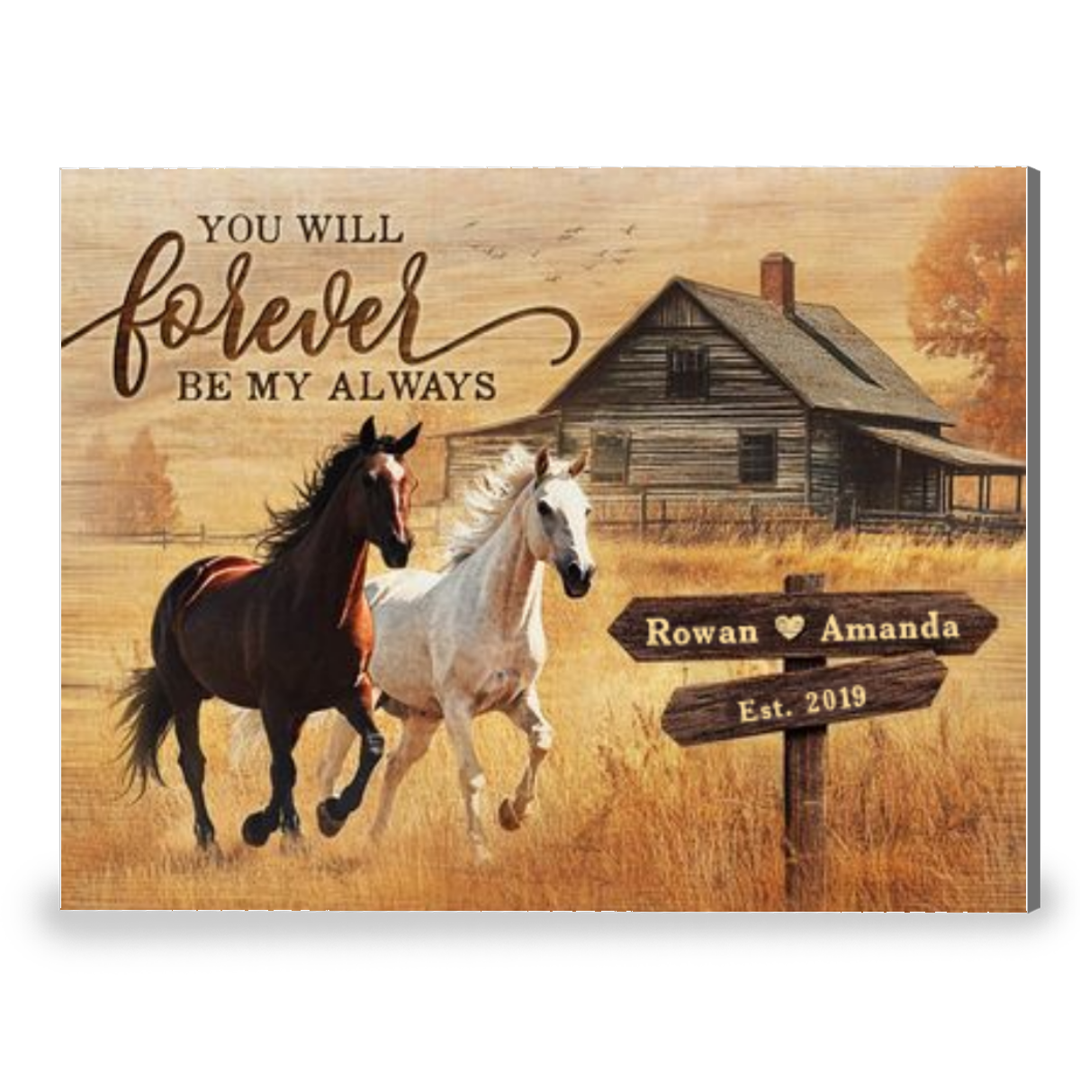 Personalized Couple Horse Canvas Print For Couples
